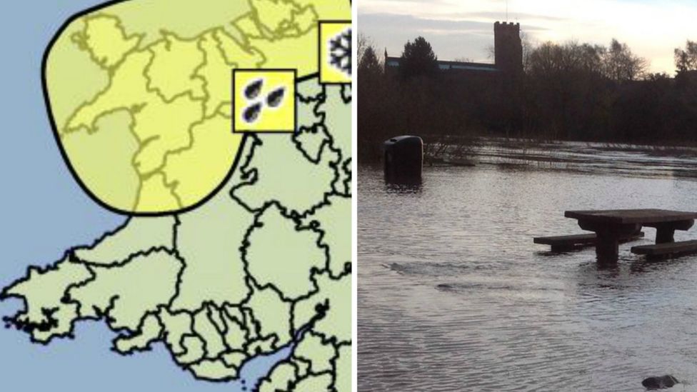 Flood warnings and travel affected in Wales - BBC News