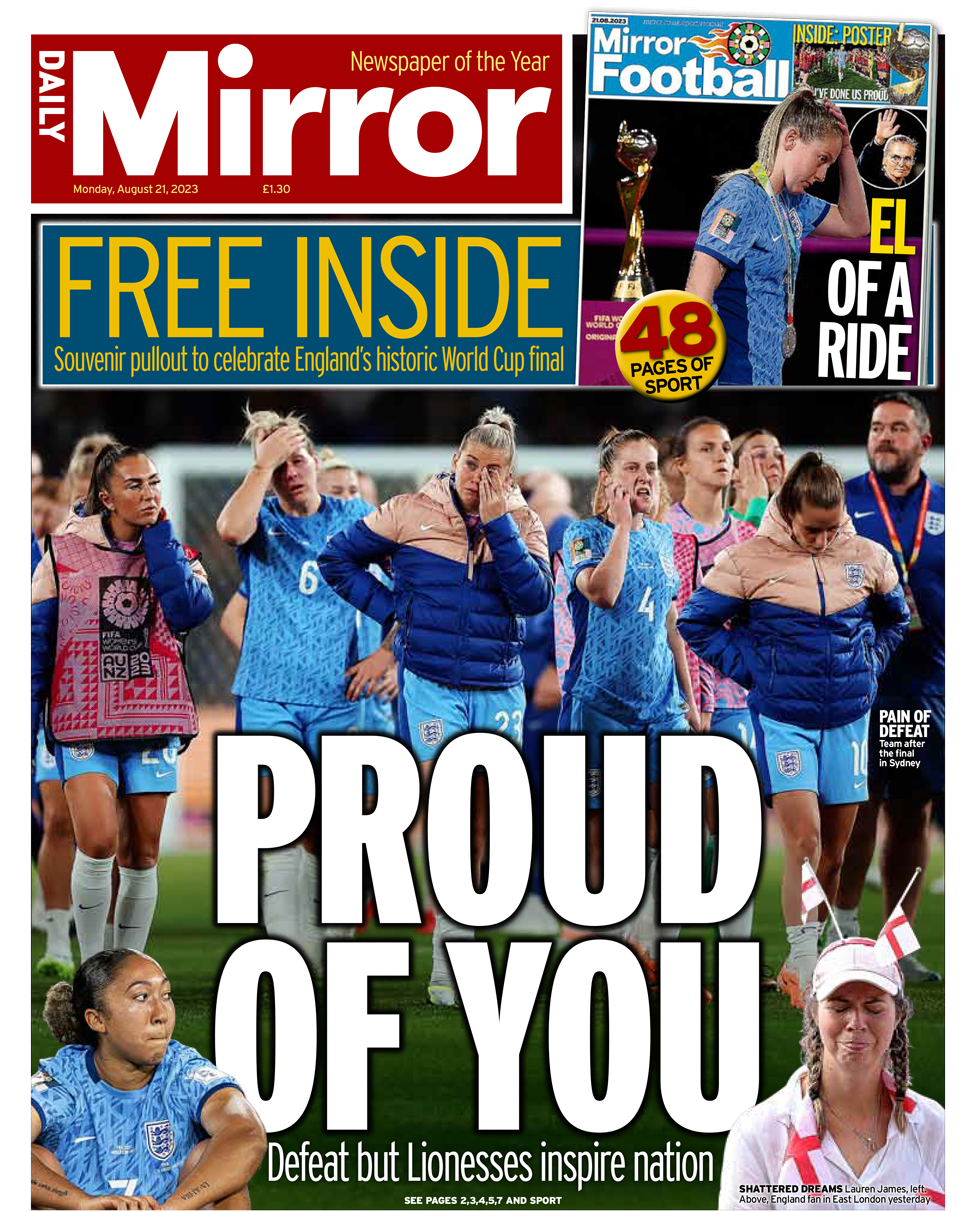 Newspaper headlines: 'Heartbreak' for England who 'did us all proud ...