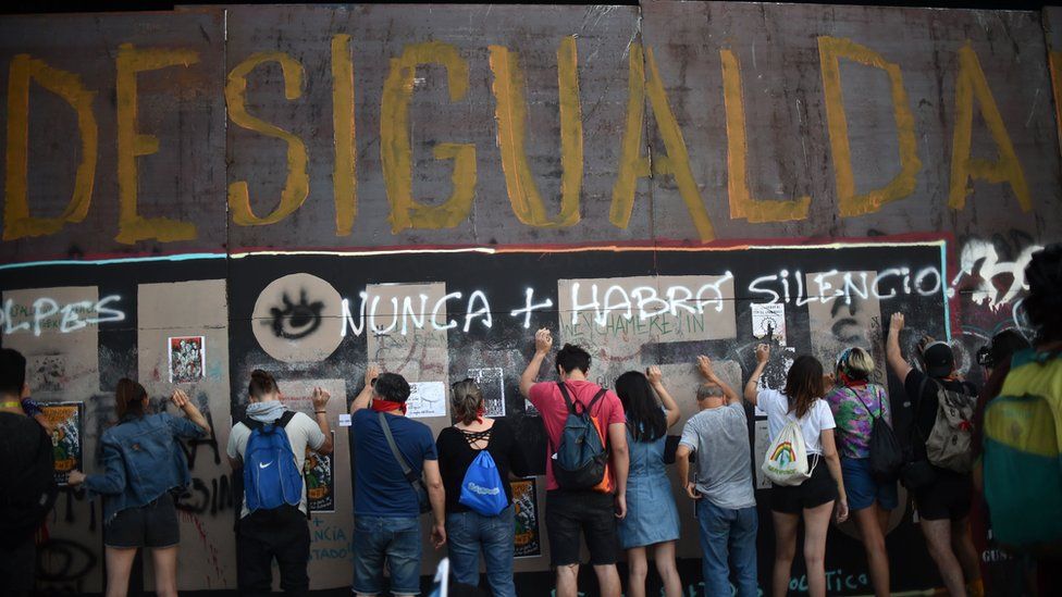In pictures: Clashes in Chile amid national strike - BBC News