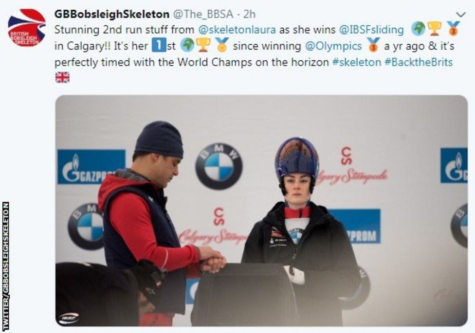 Laura Deas wins skeleton World Cup race bronze in Calgary - BBC Sport