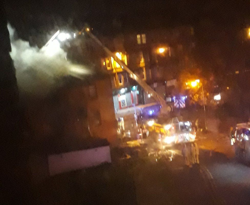 Firefighters tackle blaze in derelict Maryhill pub - BBC News