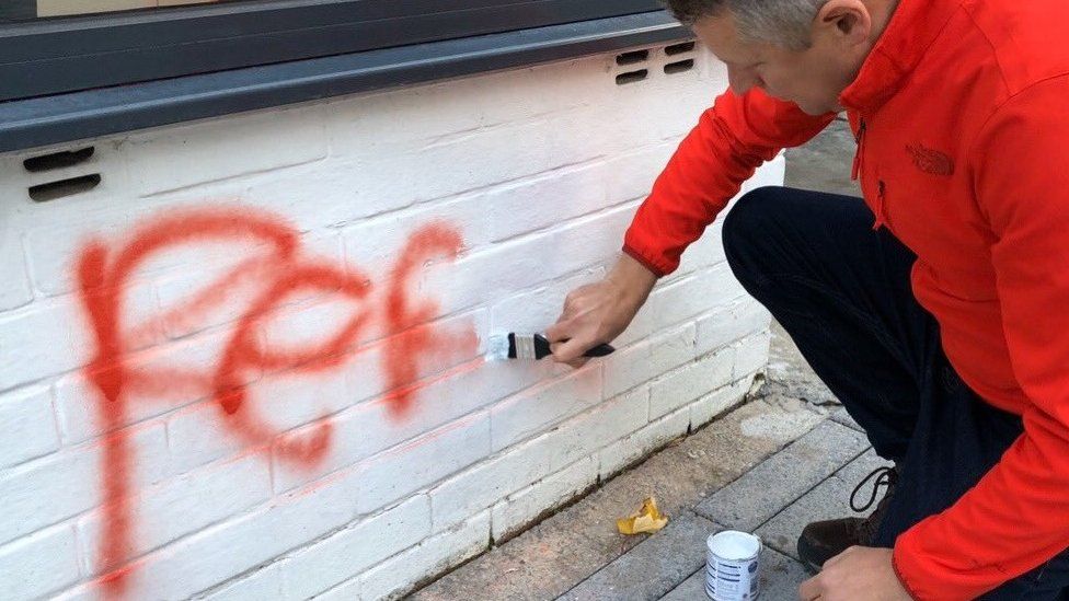 Luke Pollard: 'Anti-gay slur' daubed on office for third time - BBC News