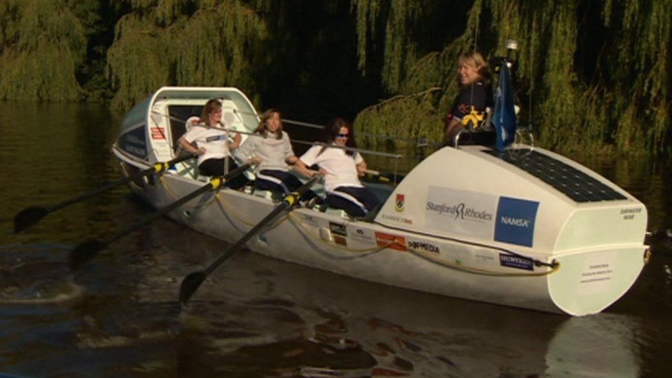 Rowing crew leave Yorkshire for Atlantic challenge - BBC News