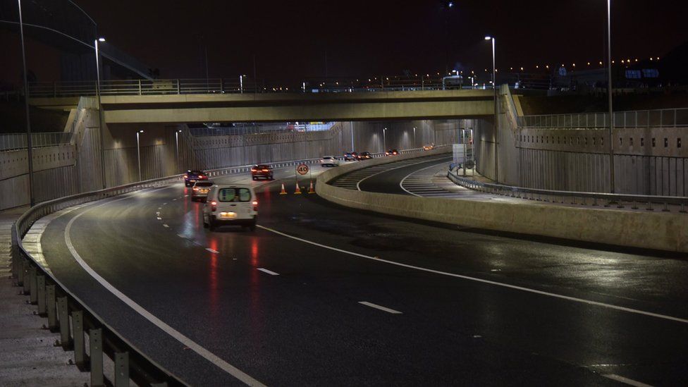 Underpass opens below congested Raith junction - BBC News