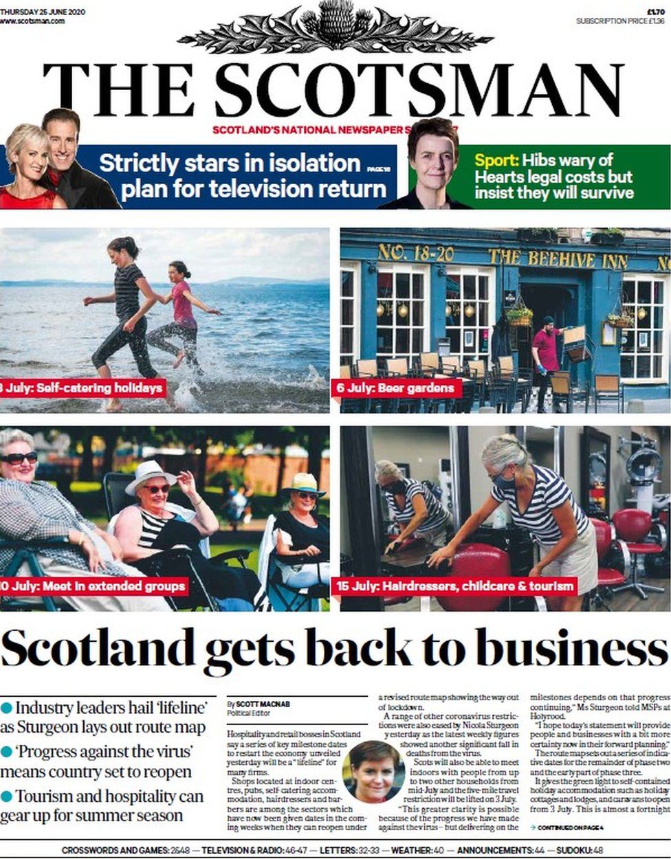 Scotland's papers: 'Freedom' as Scotland gets back to business - BBC News