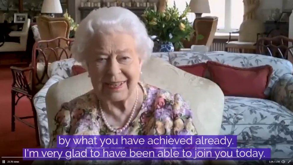 Carers speak to the Queen in monarch's first live video chat - BBC News