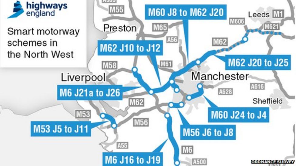 New 'smart motorway' projects planned for North West - BBC News