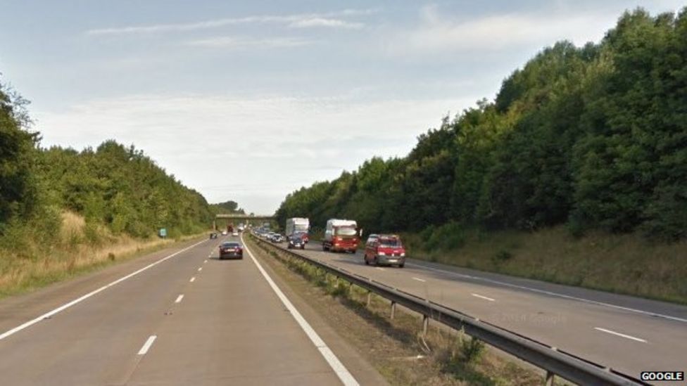 M54 motorway fight causes tailbacks - BBC News