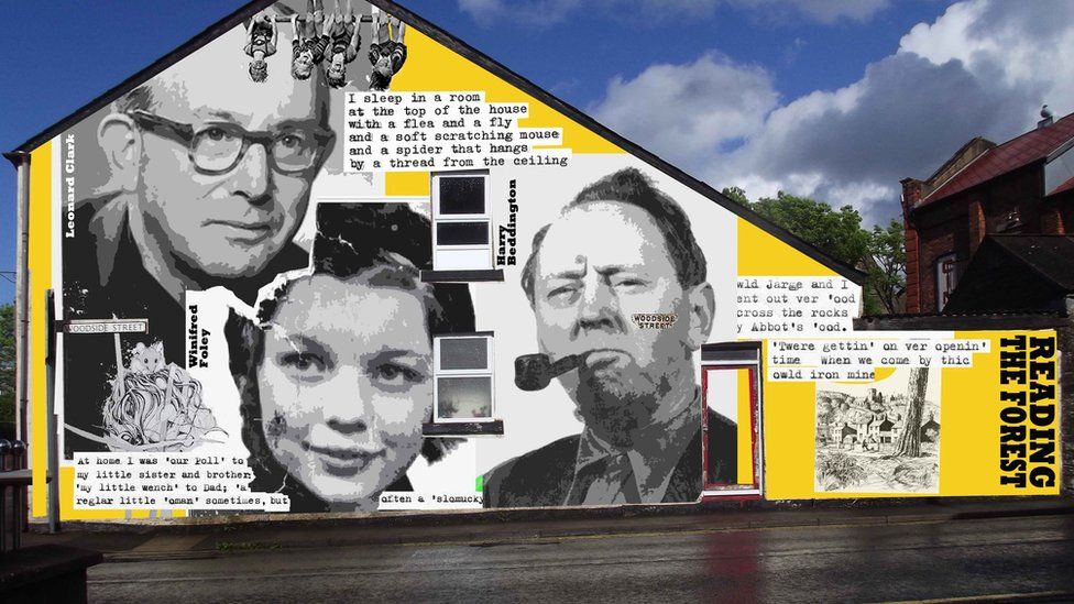 Coleford mural to celebrate Forest of Dean writers unveiled - BBC News