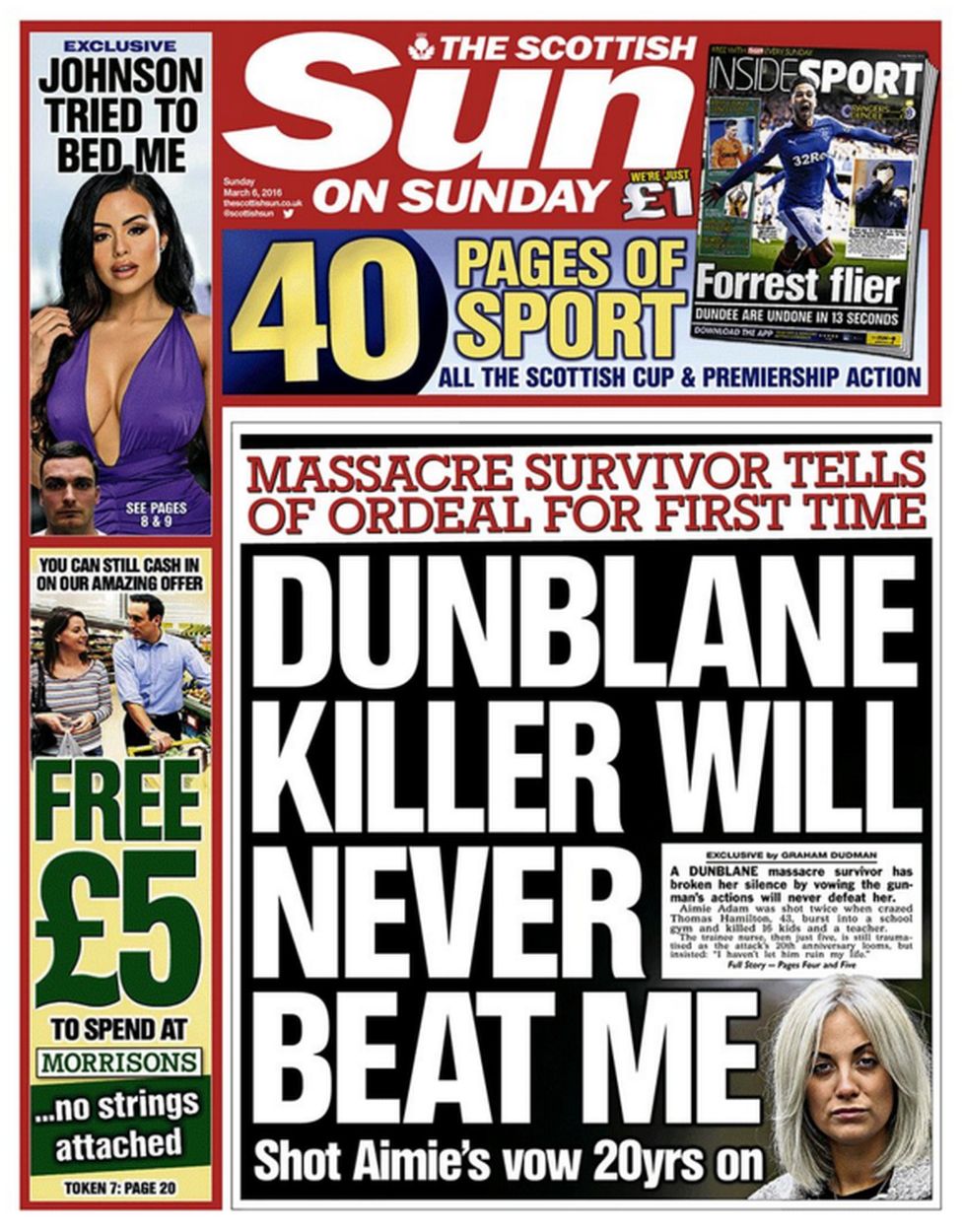 Sunday's front pages: Dunblane survivor and life expectancy lottery ...