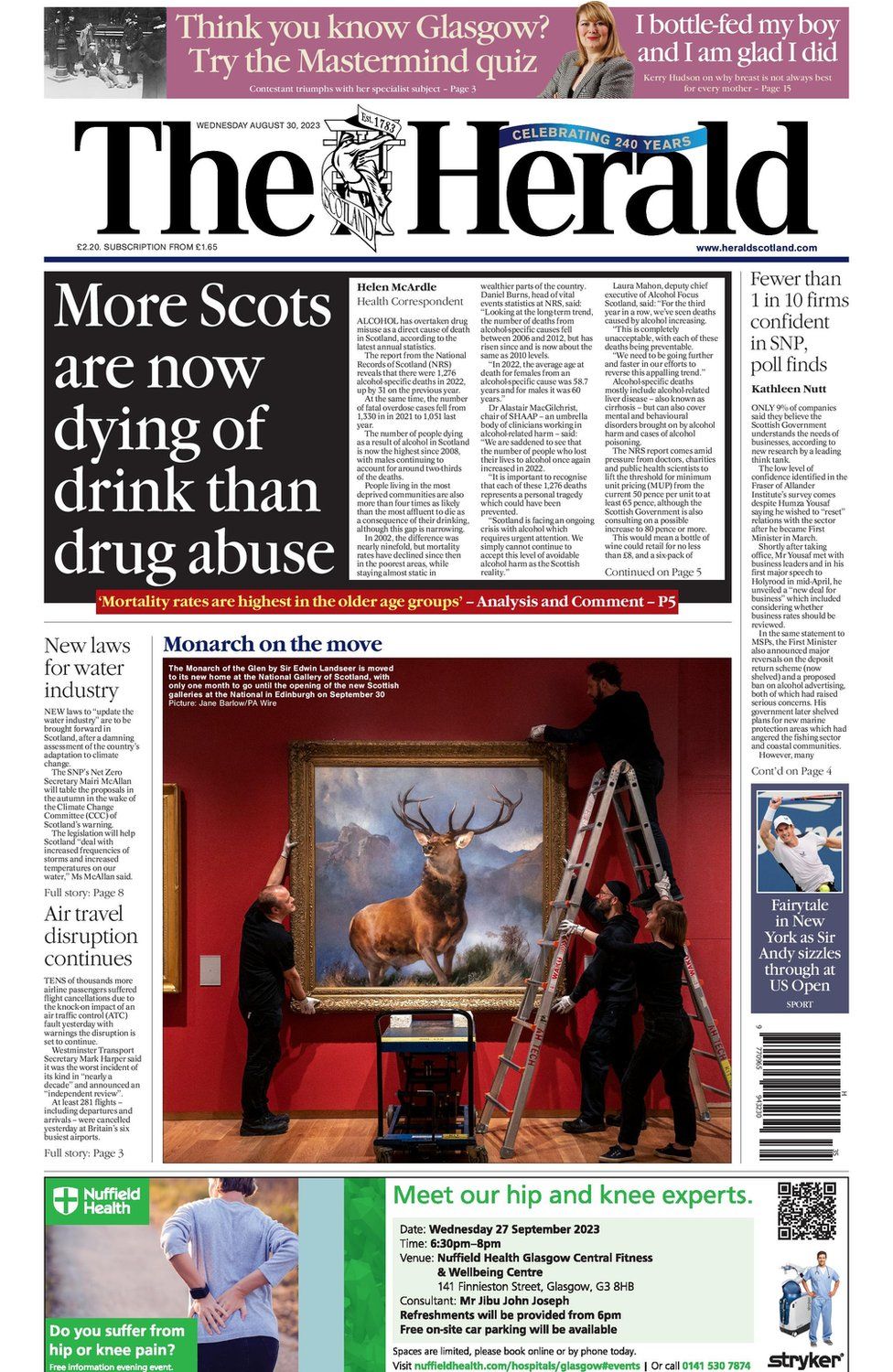 Scotland's papers: Alcohol deaths and passenger chaos - BBC News