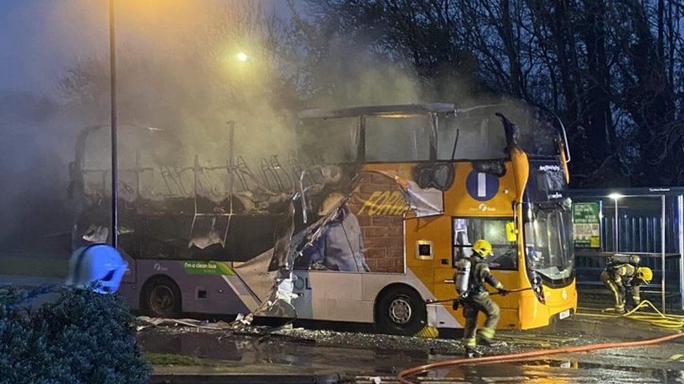 Arson investigation after Bristol double-decker bus fire - BBC News