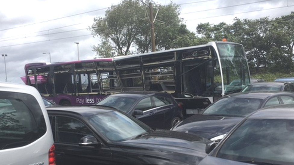 Driver critical after Edinburgh Airport bus and tram crash - BBC News
