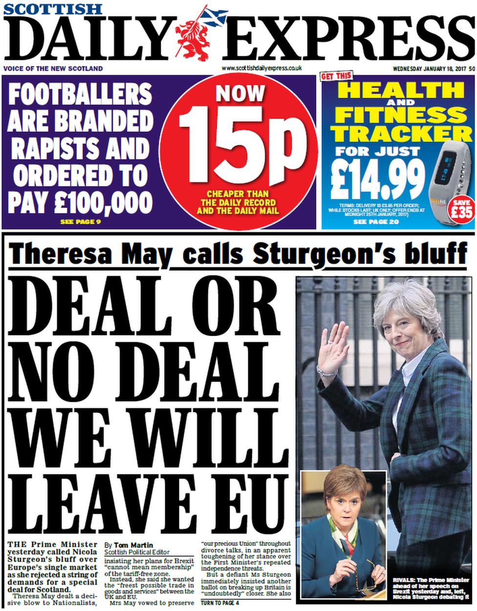 Scotland's papers: 'Scarf face' and PM's Brexit speech - BBC News