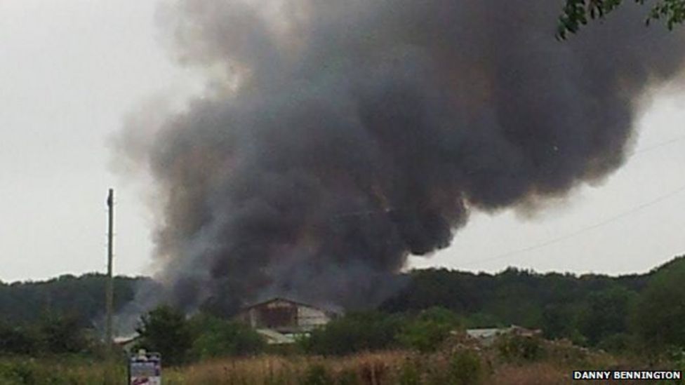 Llandow recycling plant fire: Crews still battling blaze - BBC News