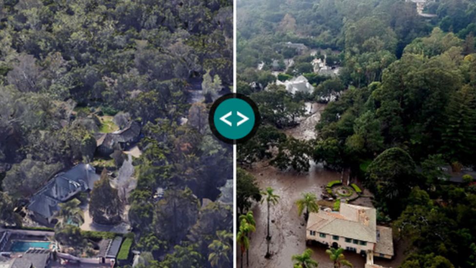 California mudslide: Rescuers hunt for survivors and victims - BBC News