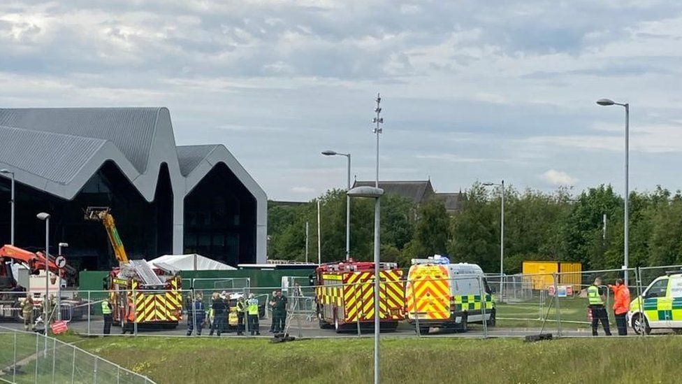 Man in hospital after accident at Riverside Festival site - BBC News