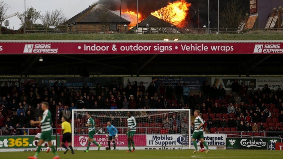 Northampton Sixfields pub staff redeployed after fire - BBC News