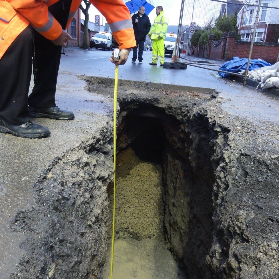Neath road reopening after emergency sinkhole repairs - BBC News