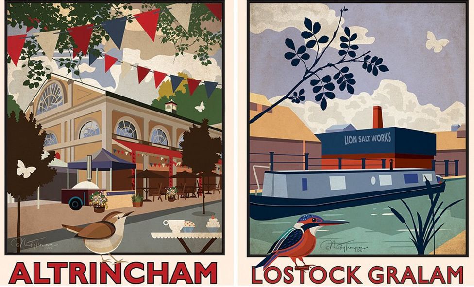 Northern locations get vintage rail poster makeover - BBC News