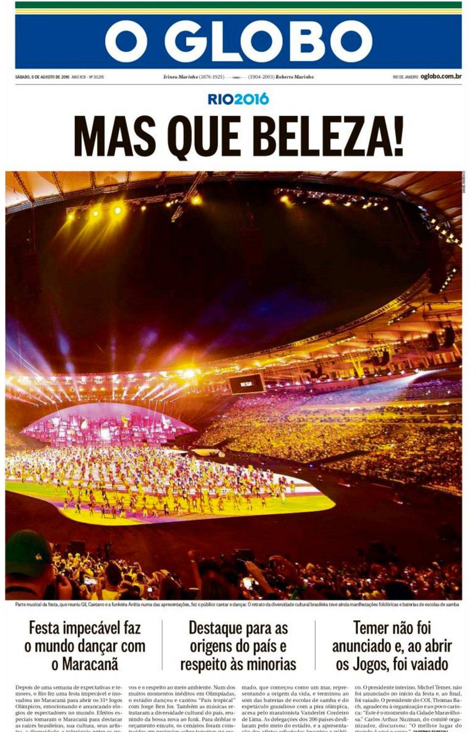 World media praise Rio Olympics ceremony - BBC News