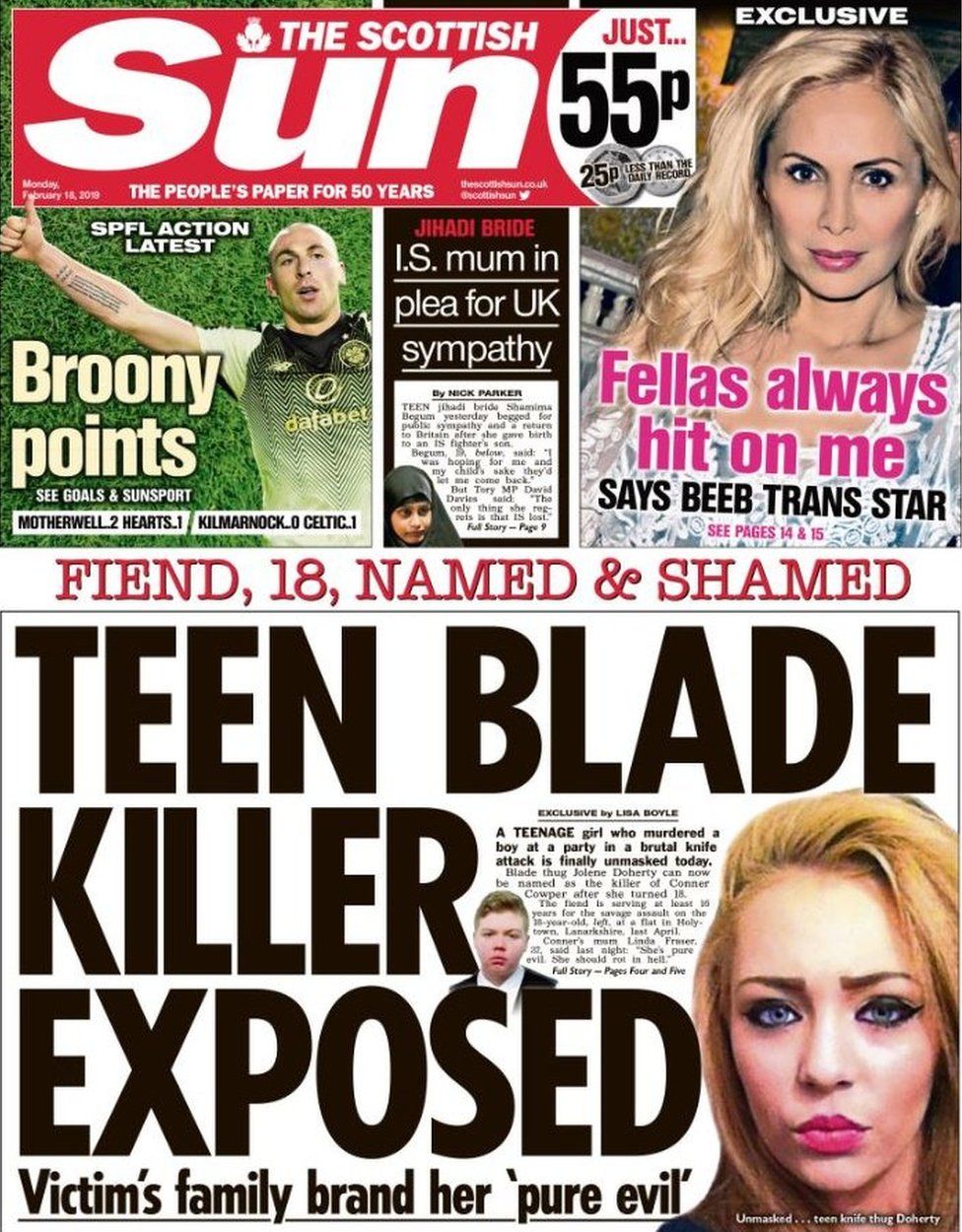 Scotland's papers: Teenage murderer named and Brexit warning - BBC News