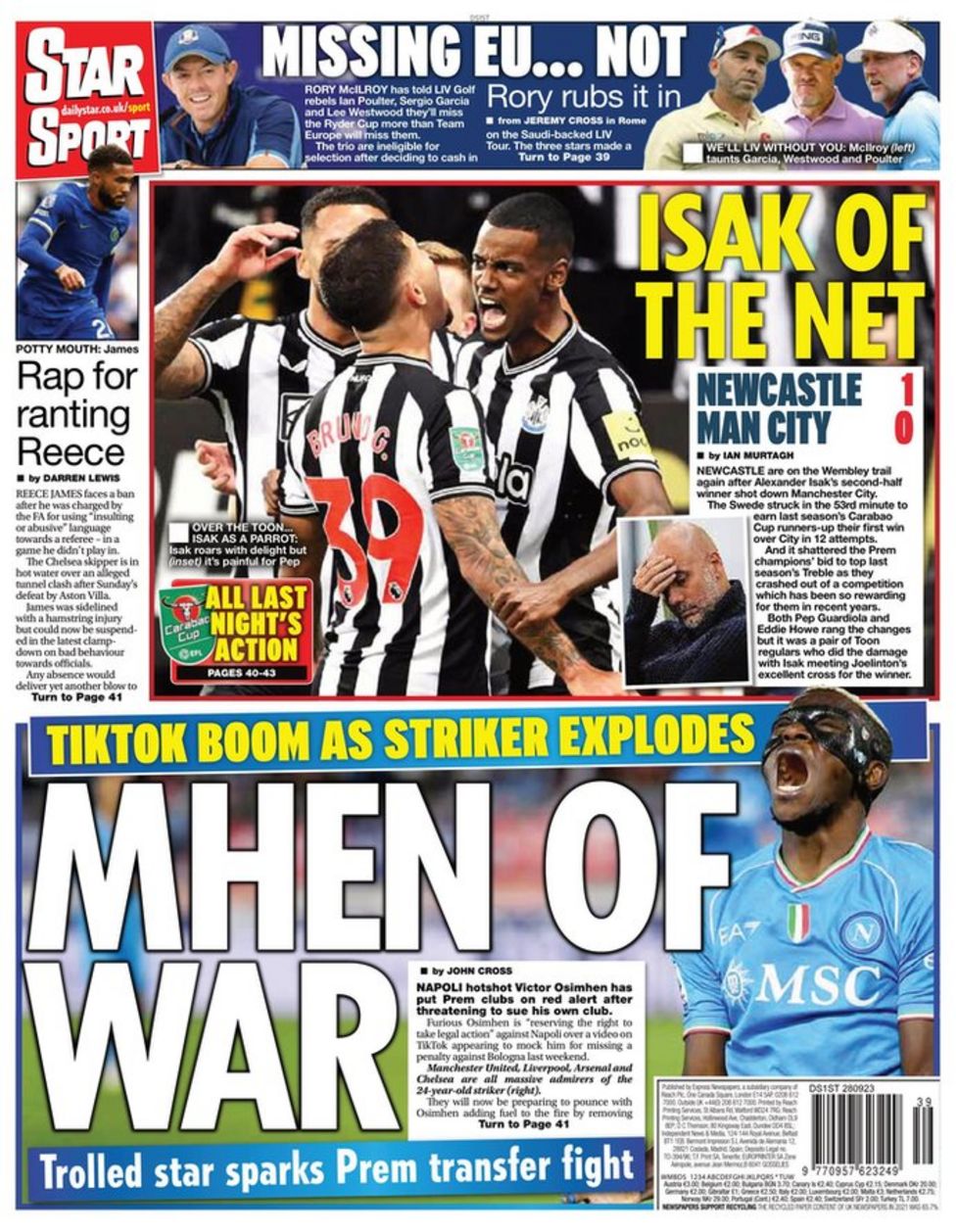 Thursday 28 September back pages - BBC Sport