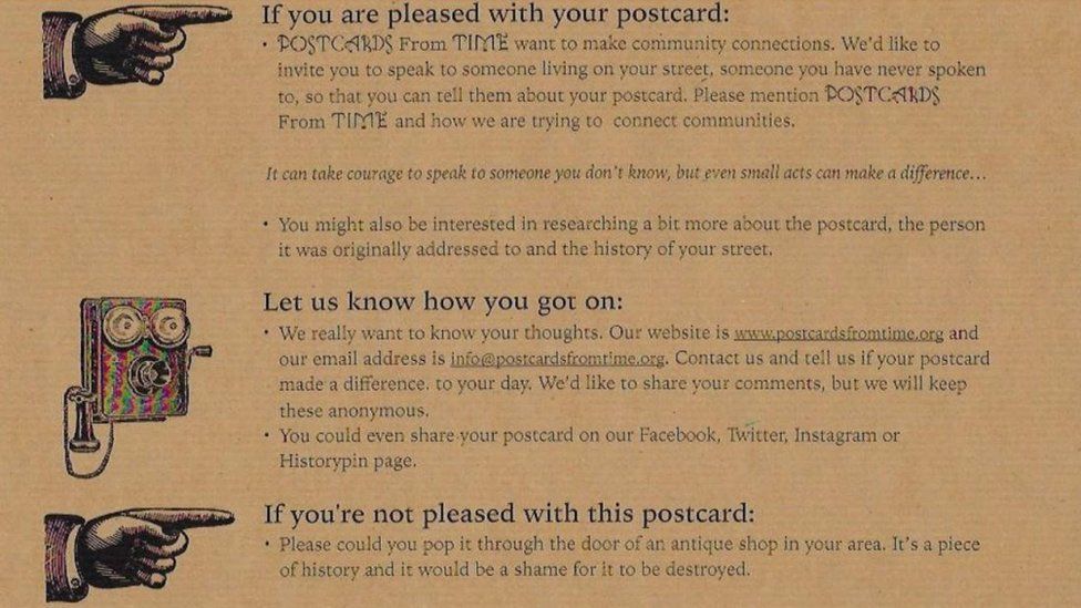 Postcards sent back to original address to 'bring joy' - BBC News