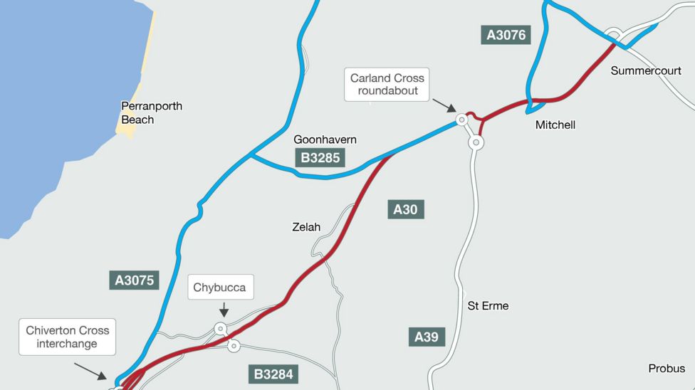 Congestion warning over weekend closure of A30 in Cornwall - BBC News