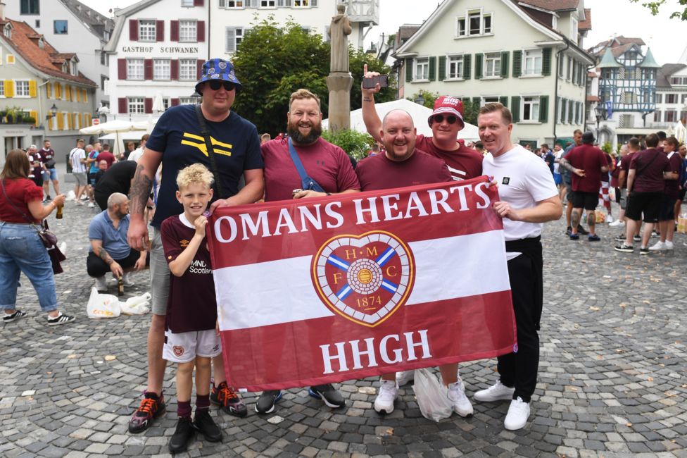 Hearts fans on tour in St Gallen - BBC Sport