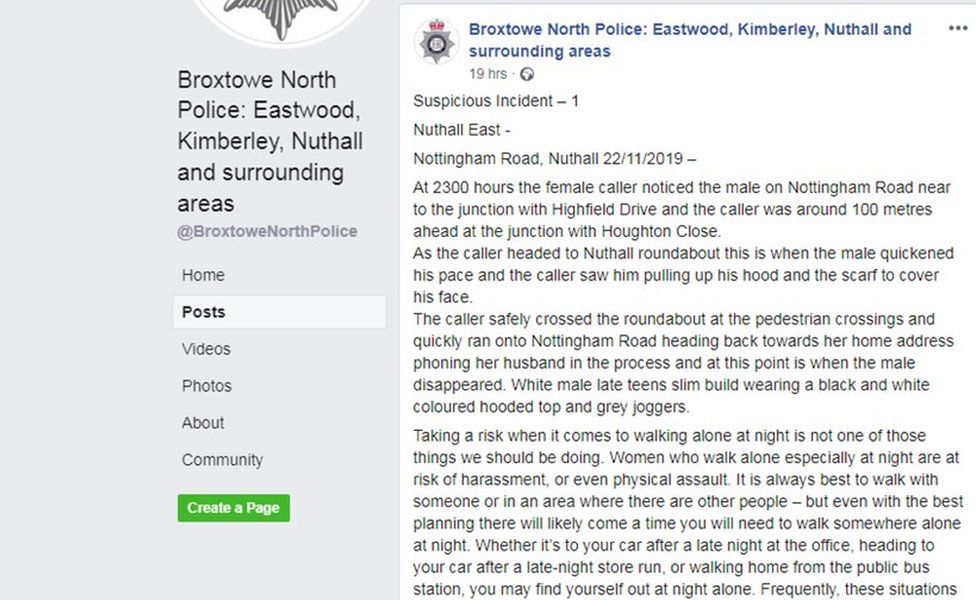 Nottinghamshire Police 'victim blame' women in Facebook post - BBC News