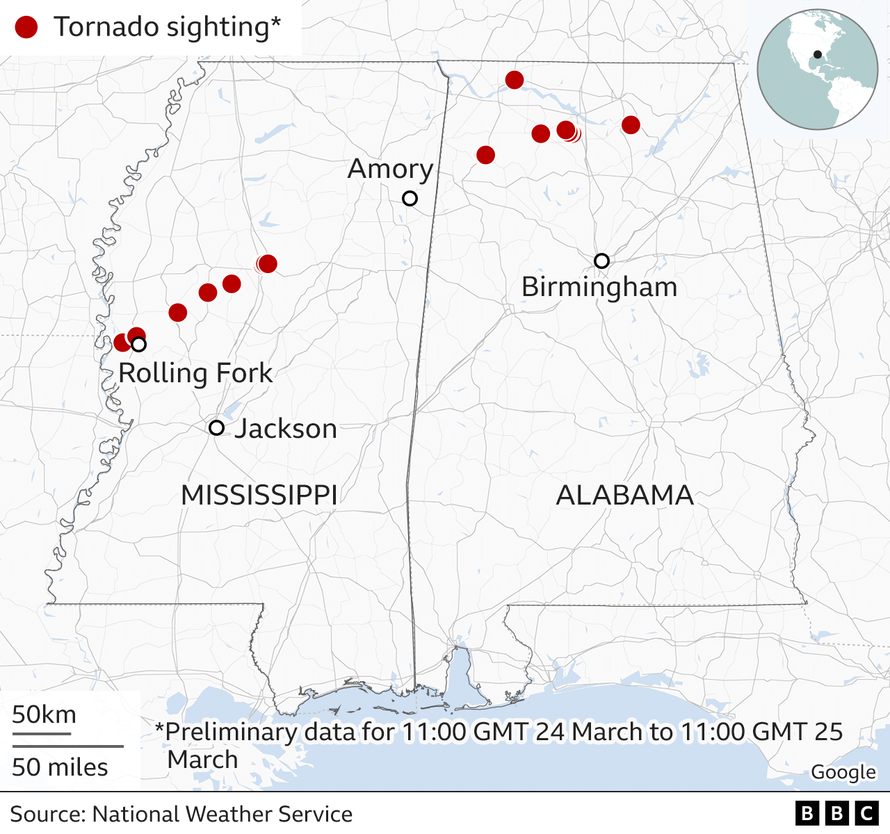 Mississippi: Rescue efforts begin after tornado destruction - BBC News