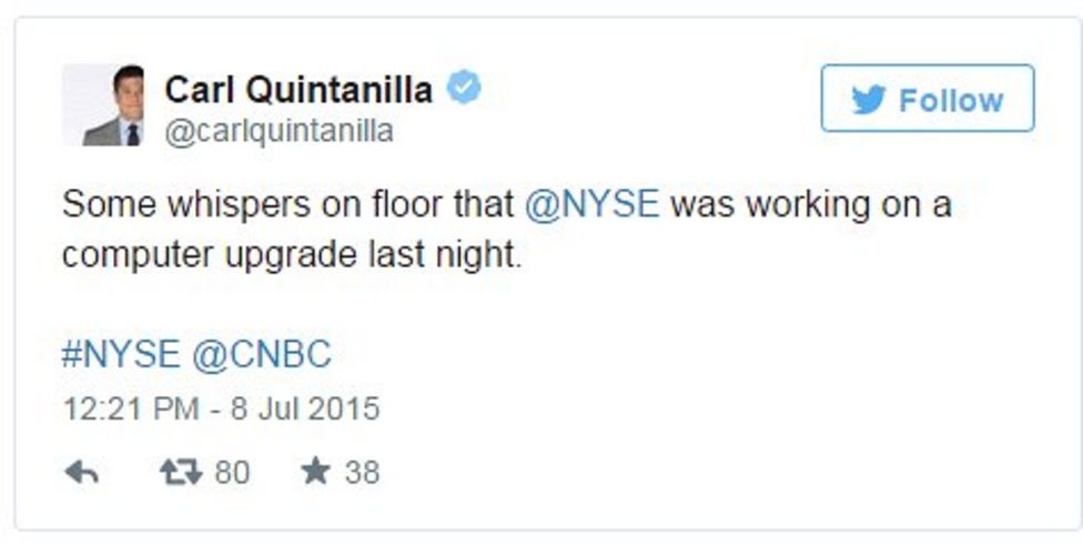 NYSE: How Twitter reacted to New York Stock Exchange 'glitch' - BBC News