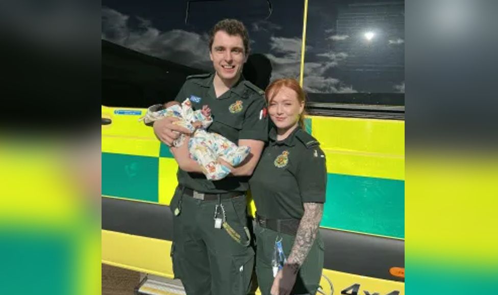 Erdington parents thank paramedics who saved mum and baby - BBC News