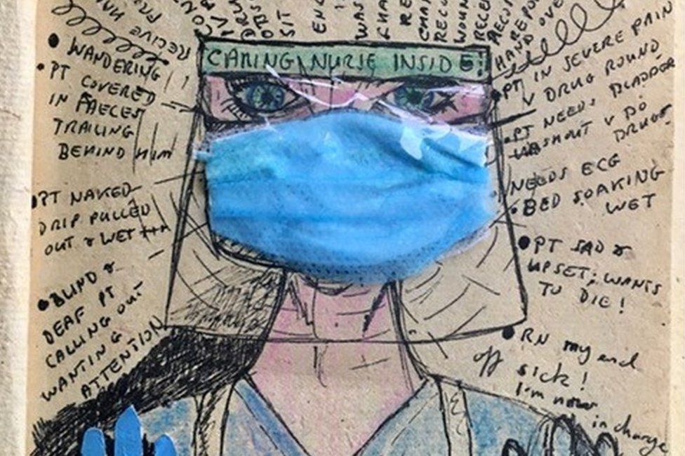 Covid-19: NHS nurse's artwork shows 'how hectic it can be' - BBC News