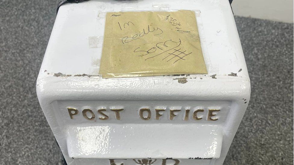 Thief 'so sorry' for taking Cannock funeral firm postbox - BBC News