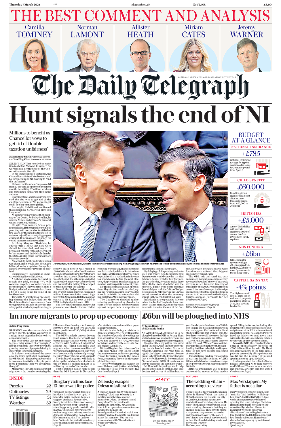 Newspaper headlines: Hunt cuts NI but is told 'Britain deserves better ...
