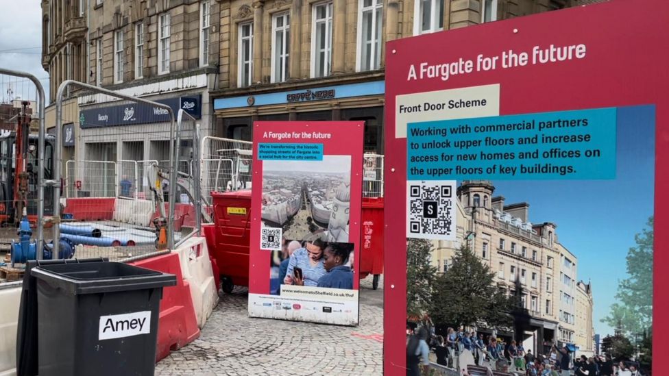 Sheffield's Fargate revamp hit by rising costs and long delays - BBC News