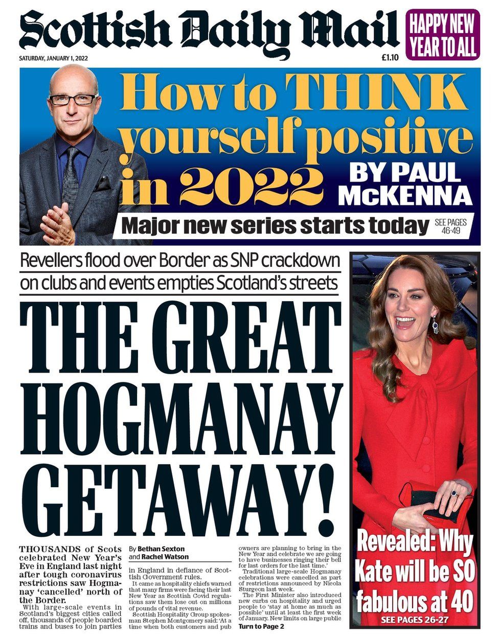 Scotland's papers: 'Knight fever' and 'The great Hogmanay getaway ...