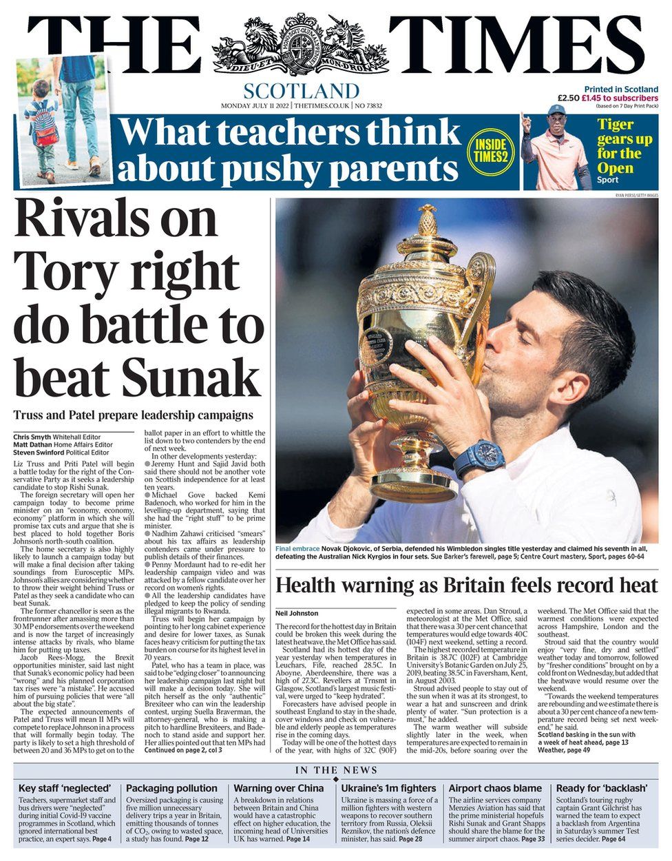 Scotland's papers: No indyref and tax cut vows in Tory leadership race ...