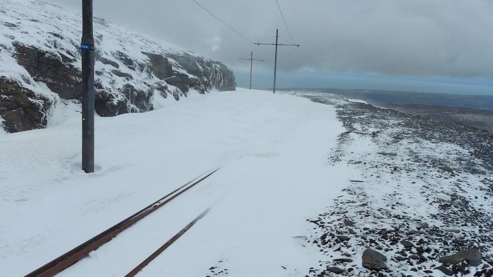 Snow delays the first mountain railway journeys of the year - BBC News