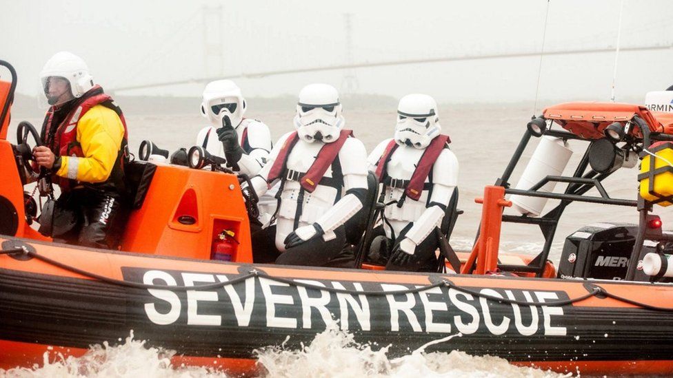 Darth Vader joins the dark tide on River Severn rescue boat - BBC News