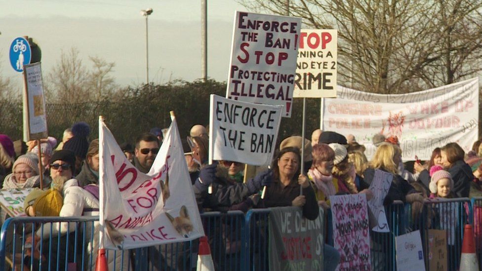 Hunt protesters want tougher action from Cheshire Police - BBC News