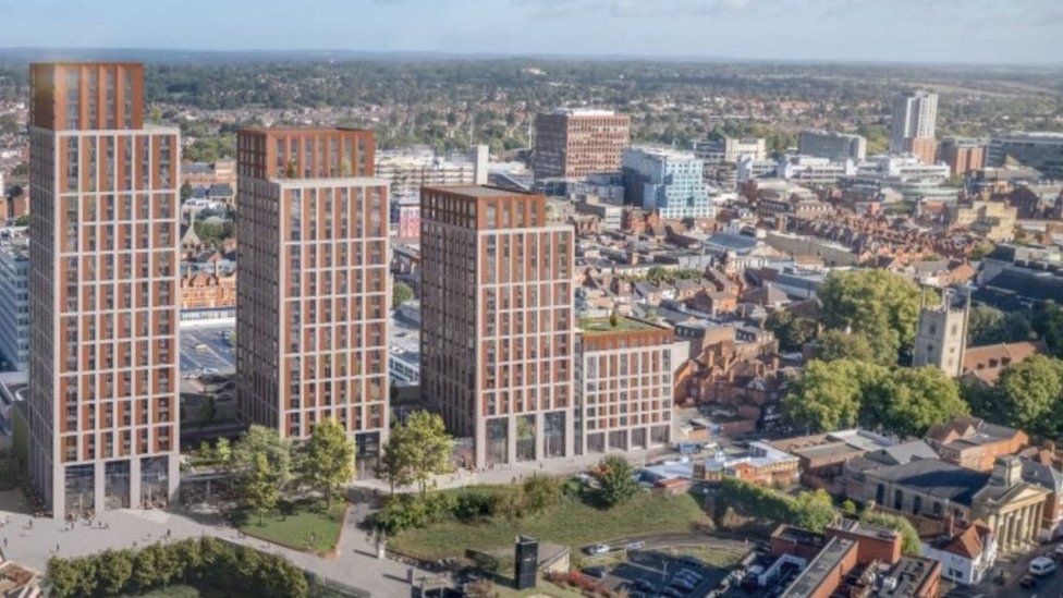 Reading: Revised high-rise flats plan for shopping centre - BBC News