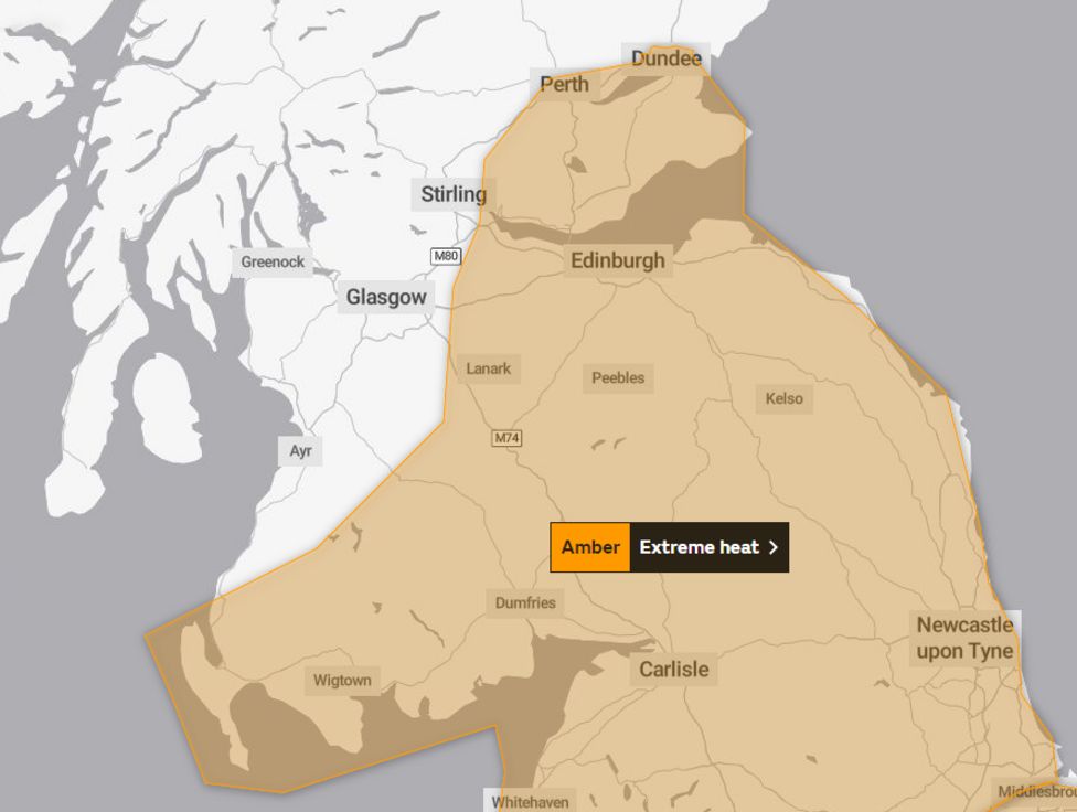 Extreme heat warning extended to east of Scotland - BBC News