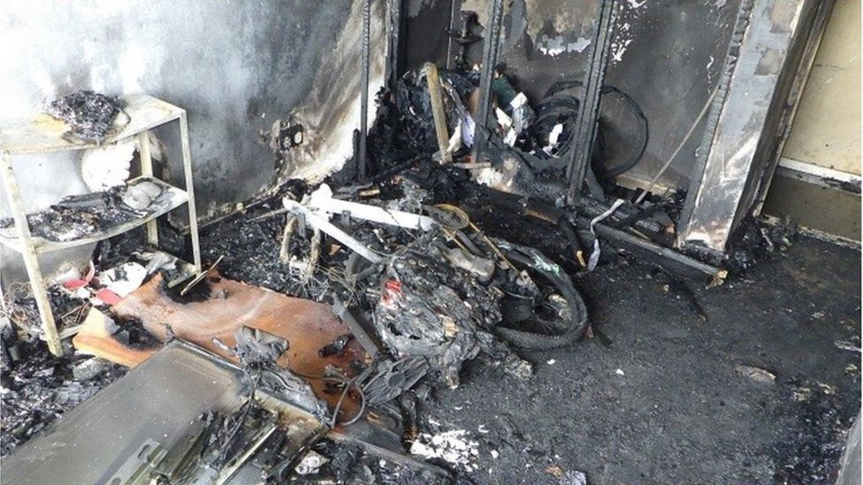 E-scooter bursting into flames in a London home caught on video - BBC News