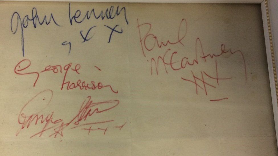 Beatles signatures left in cupboard for decades - BBC News