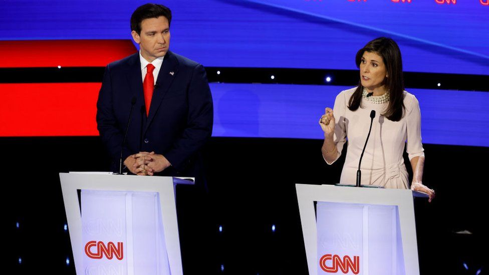 Haley and DeSantis to face off in Iowa Republican debate - BBC News