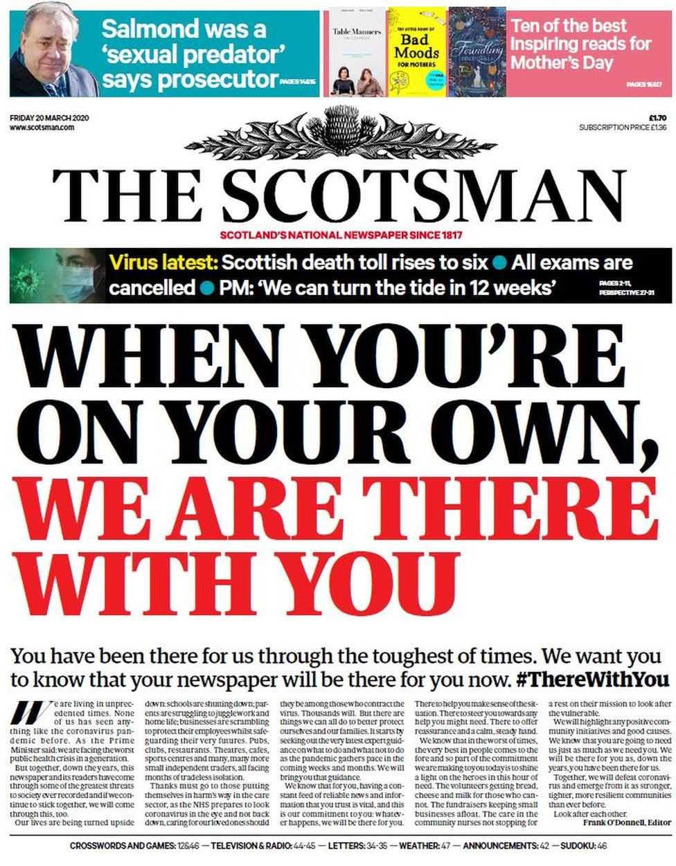 Scotland's papers: 'We are there with you' - BBC News
