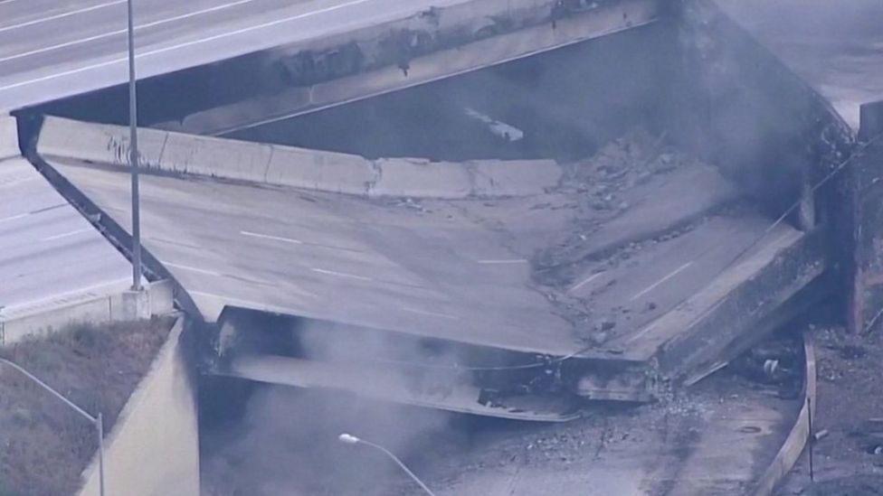 US I-95 collapse: Police discover body under wreckage - BBC News